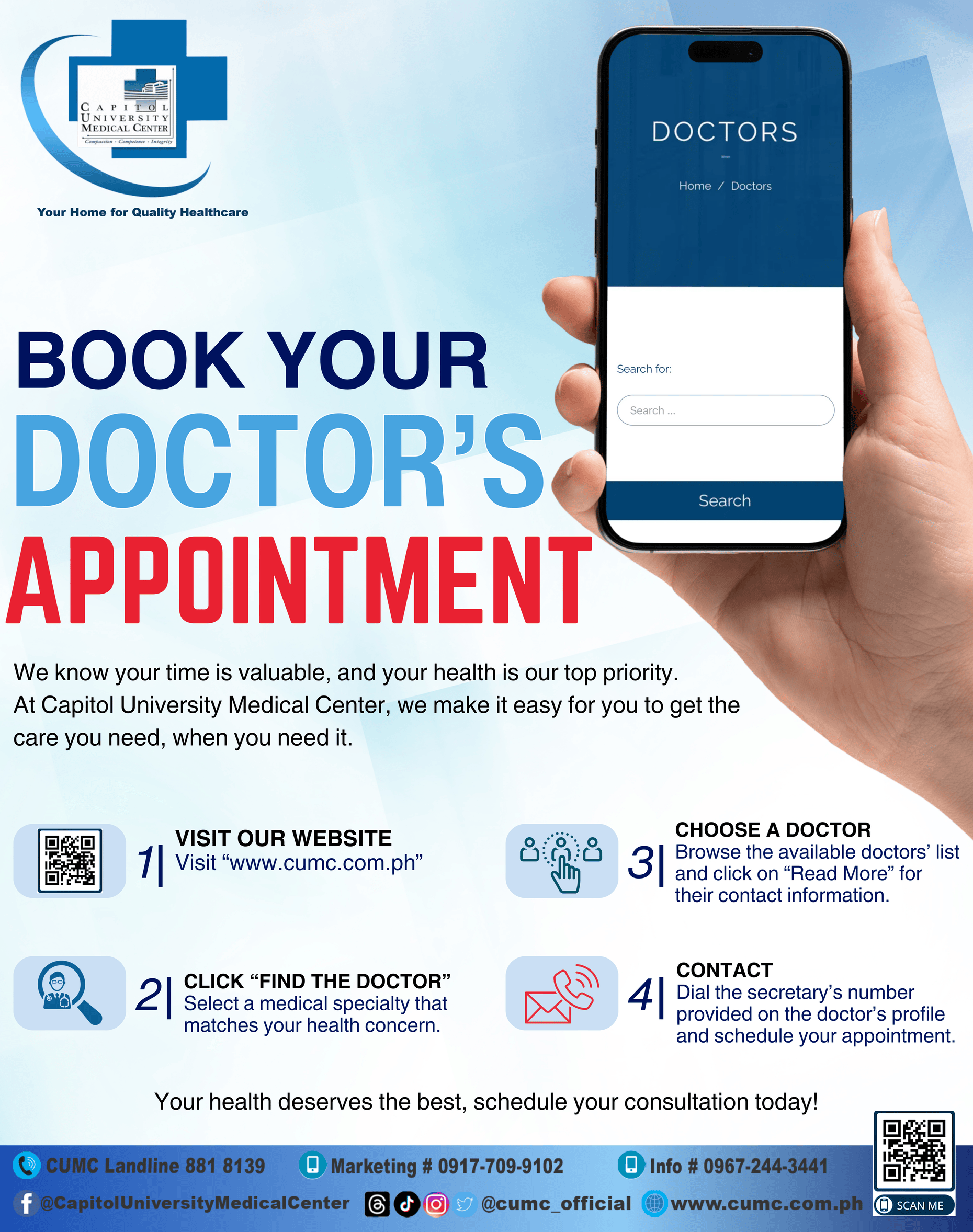 STEPS HOW TO BOOK YOUR DOCTOR'S APPOINTMENT - CUMC